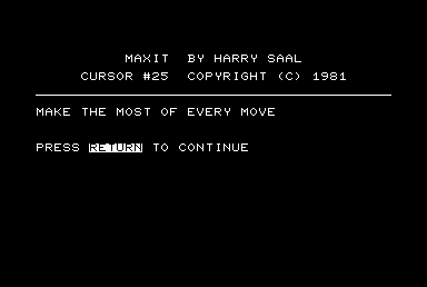 Maxit (1978) - MobyGames