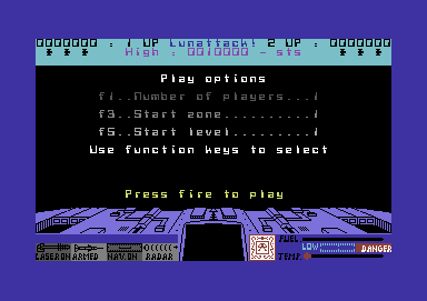 Screenshot of 3D Lunattack (Commodore 64, 1984) - MobyGames