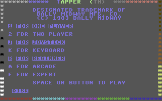 Screenshot of Tapper (Commodore 64, 1983) - MobyGames