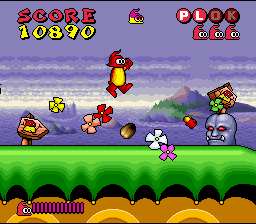 Screenshot of Plok (SNES, 1993) - MobyGames