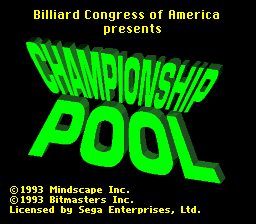 Screenshot of Championship Pool (Genesis, 1993) - MobyGames