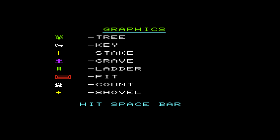 Screenshot of Dracula (VIC-20, 1982) - MobyGames