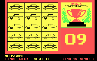 Screenshot of Classic Concentration: 2nd Edition (DOS, 1989) - MobyGames