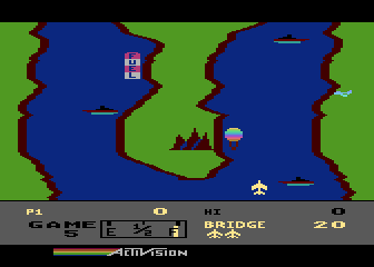 Screenshot of River Raid (Atari 8-bit, 1982) - MobyGames