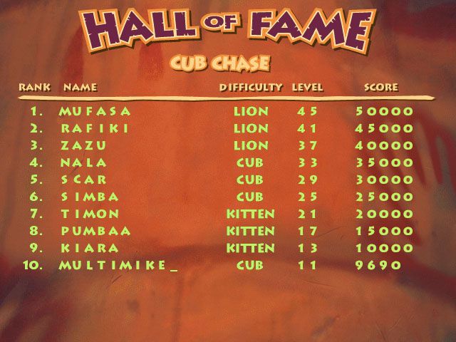 Screenshot of Disney's Hot Shots: Cub Chase (Windows, 1998) - MobyGames