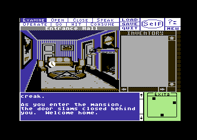 Screenshot of Uninvited (Commodore 64, 1986) - MobyGames