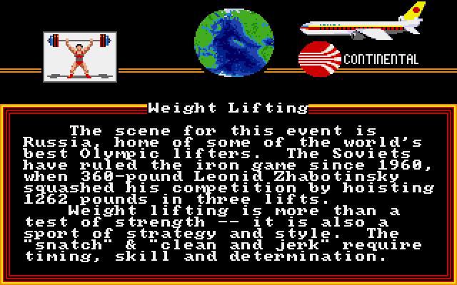 Screenshot of World Games (Amiga, 1986) - MobyGames