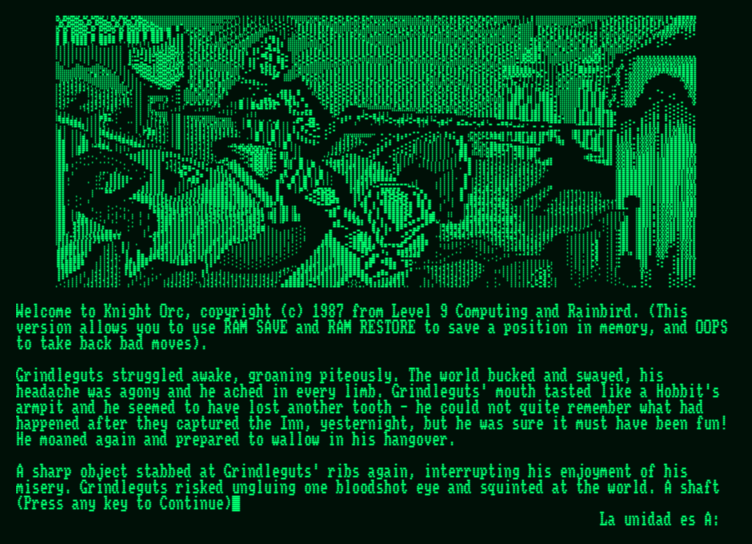 Screenshot of Knight Orc (Amstrad PCW, 1987) - MobyGames