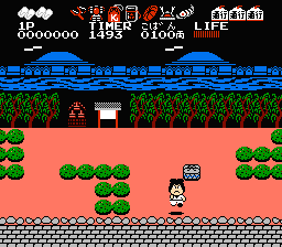 Screenshot of Ganbare Goemon! Karakuri Dōchū (NES, 1986) - MobyGames