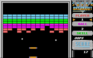 Screenshot of Super Breakout (Atari ST, 1978) - MobyGames