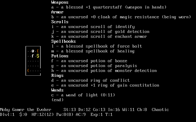 Screenshot of NetHack (DOS, 1987) - MobyGames