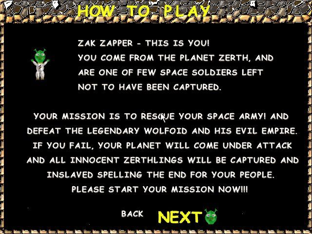 Screenshot of Zak Zapper (Windows, 2000) - MobyGames
