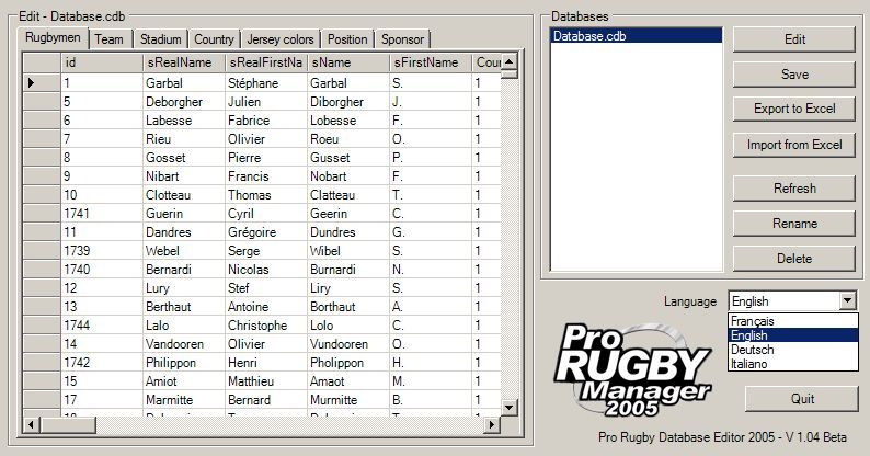 Screenshot of Pro Rugby Manager 2005 (Windows, 2005) - MobyGames