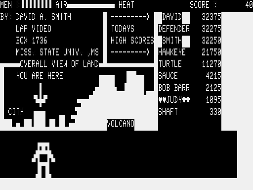 Screenshot of Volcano Hunter (TRS-80, 1984) - MobyGames