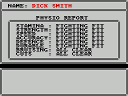 Screenshot of World Championship Boxing Manager (ZX Spectrum, 1990 ...