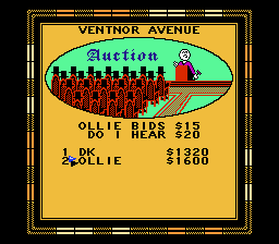 Screenshot of Monopoly (NES, 1991) - MobyGames