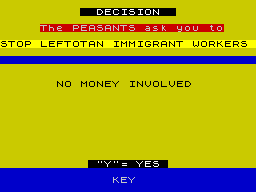 Screenshot of Dictator (ZX Spectrum, 1982) - MobyGames