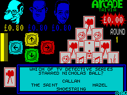 Screenshot of Arcade Trivia Quiz (ZX Spectrum, 1989) - MobyGames