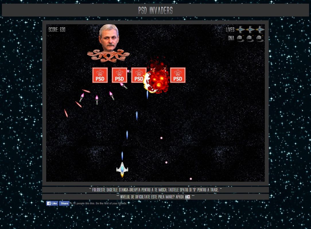 Screenshot of PSD Invaders (Browser, 2016) - MobyGames