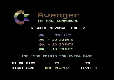 Screenshot of Avenger (Commodore 64, 1981) - MobyGames