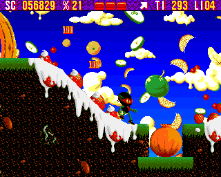 Screenshot of Zool (Amiga, 1992) - MobyGames