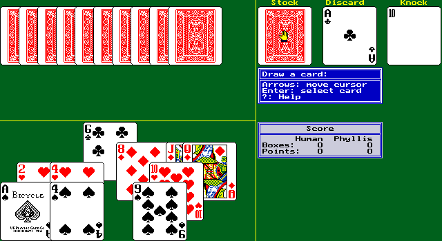 Screenshot of Cribbage King / Gin King (DOS, 1989) - MobyGames