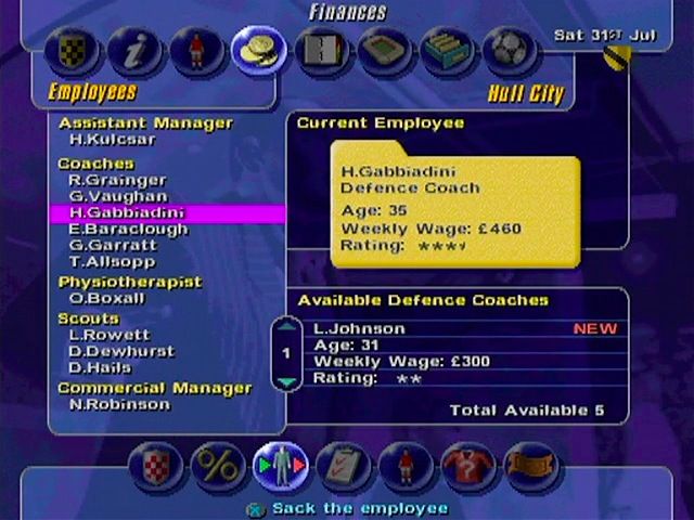 Screenshot of LMA Manager (PlayStation, 1999) - MobyGames