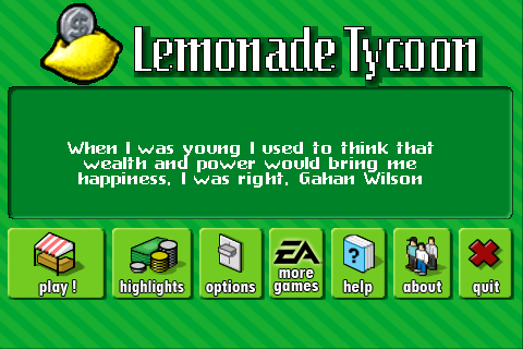 Screenshot of Lemonade Tycoon (iPhone, 2002) - MobyGames