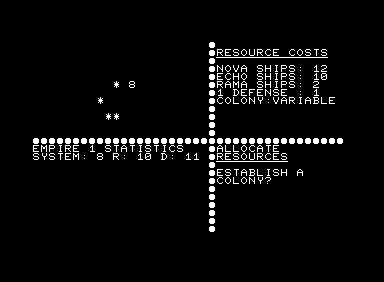Screenshot of Andromeda Conquest (Commodore PET/CBM, 1982) - MobyGames