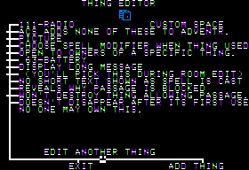 Screenshot of Stuart Smith's Adventure Construction Set (Apple II, 1985 ...