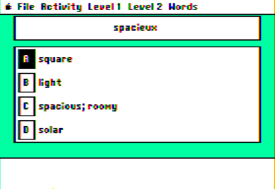 Screenshot of Word Attack French Plus! (Apple II, 1988) - MobyGames