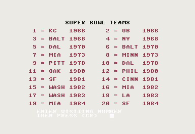 Screenshot of Super Bowl Sunday (Commodore 64, 1985) - MobyGames