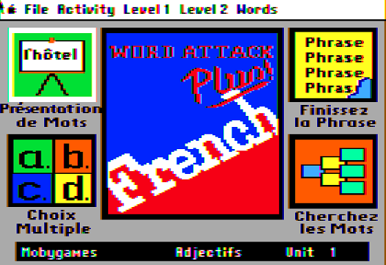 Screenshot of Word Attack French Plus! (Apple II, 1988) - MobyGames