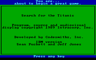 Screenshot of Search for the Titanic (DOS, 1989) - MobyGames