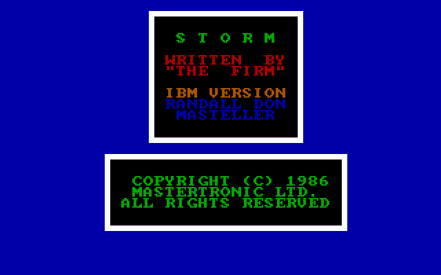 Screenshot of Storm (PC Booter, 1986) - MobyGames Screenshot of Storm (PC Booter, 1986) - MobyGames