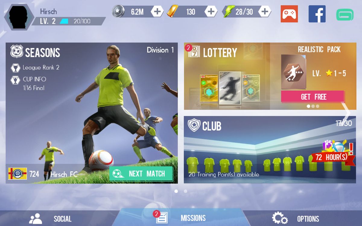 Screenshot of Real Football (Android, 2016) - MobyGames