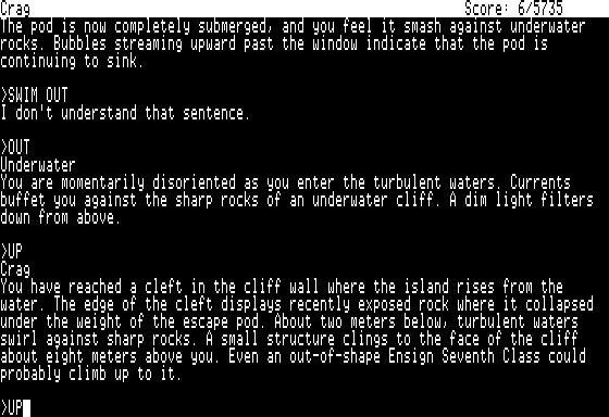 Screenshot of Planetfall (Apple II, 1983) - MobyGames