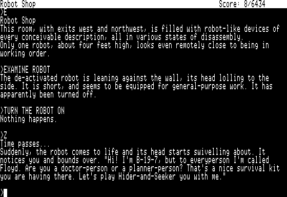 Screenshot of Planetfall (Apple II, 1983) - MobyGames