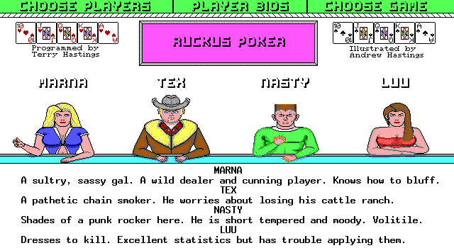 Screenshot of Ruckus Poker (DOS, 1993) - MobyGames