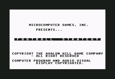Screenshot of Computer Football Strategy (Commodore 64, 1983) - MobyGames
