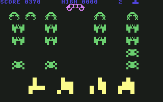 Screenshot of Space Invaders (Commodore 64, 1980) - MobyGames