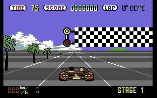 Screenshot of OutRun (Commodore 64, 1986) - MobyGames
