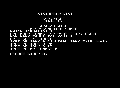 Screenshot of Tanktics (Commodore PET/CBM, 1976) - MobyGames
