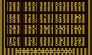 Screenshot of Memory Builder: Concentration (Atari 8-bit, 1978) - MobyGames