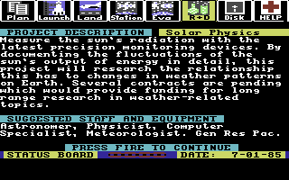 Screenshot of Project: Space Station (Commodore 64, 1985) - MobyGames