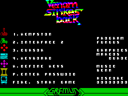 Screenshot of VENOM Strikes Back (ZX Spectrum, 1988) - MobyGames