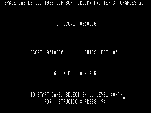 Screenshot of Space Castle (TRS-80, 1982) - MobyGames