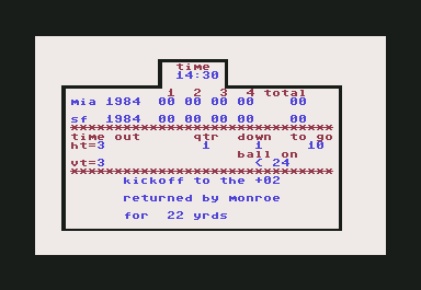 Screenshot of Super Bowl Sunday (Commodore 64, 1985) - MobyGames