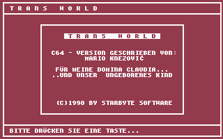 Screenshot of Transworld (Commodore 64, 1990) - MobyGames