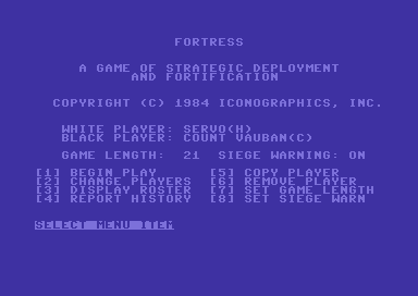 Screenshot of Fortress (Commodore 64, 1983) - MobyGames